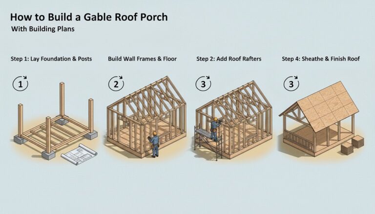 How to Build a Gable Roof Porch with Building Plans - In Home Plans